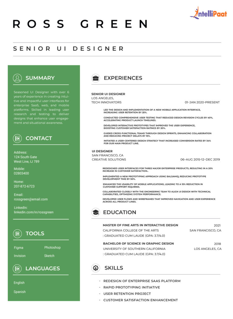 UI/UX Designer Resume for Freshers & Professionals [2025]