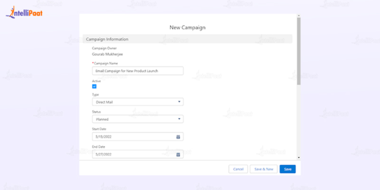 Salesforce Campaigns : Create a Campaign in Salesforce