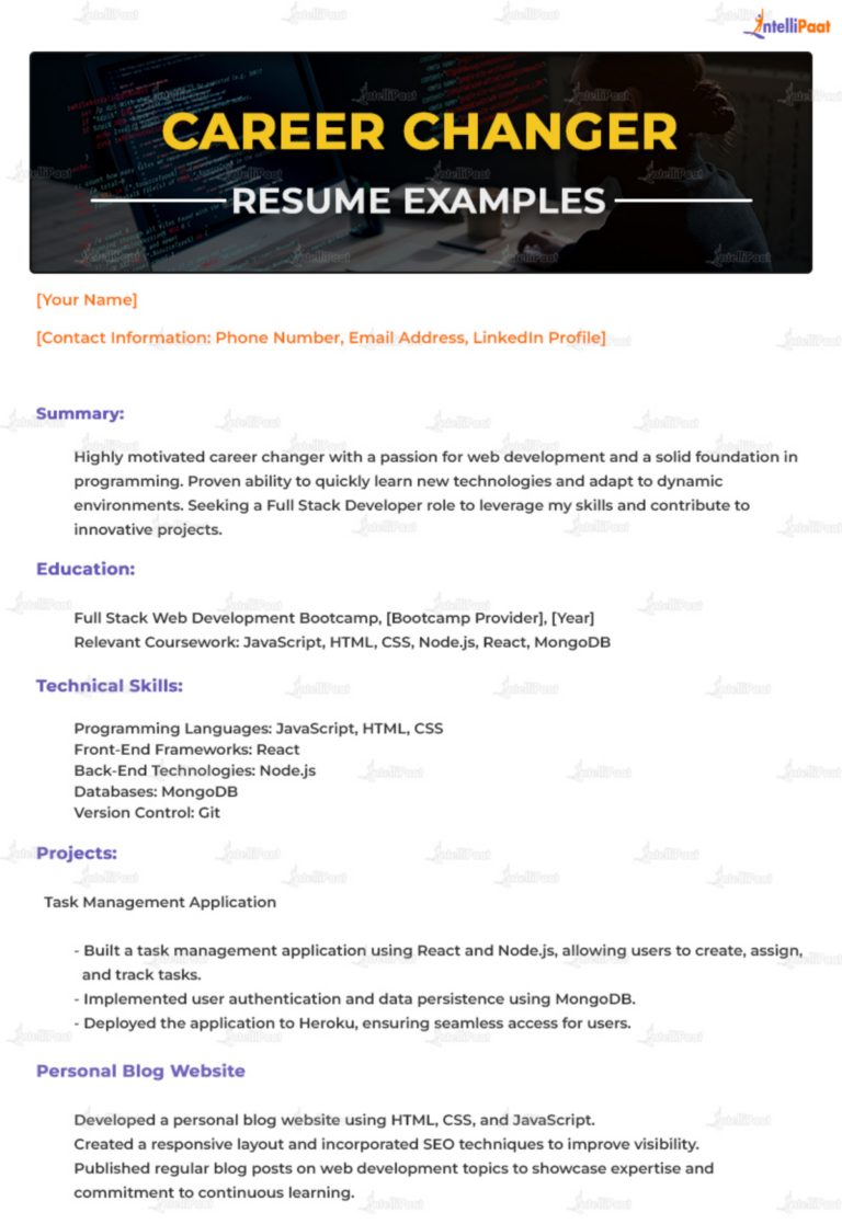 Full Stack Developer Resume Examples for 2025 - Intellipaat
