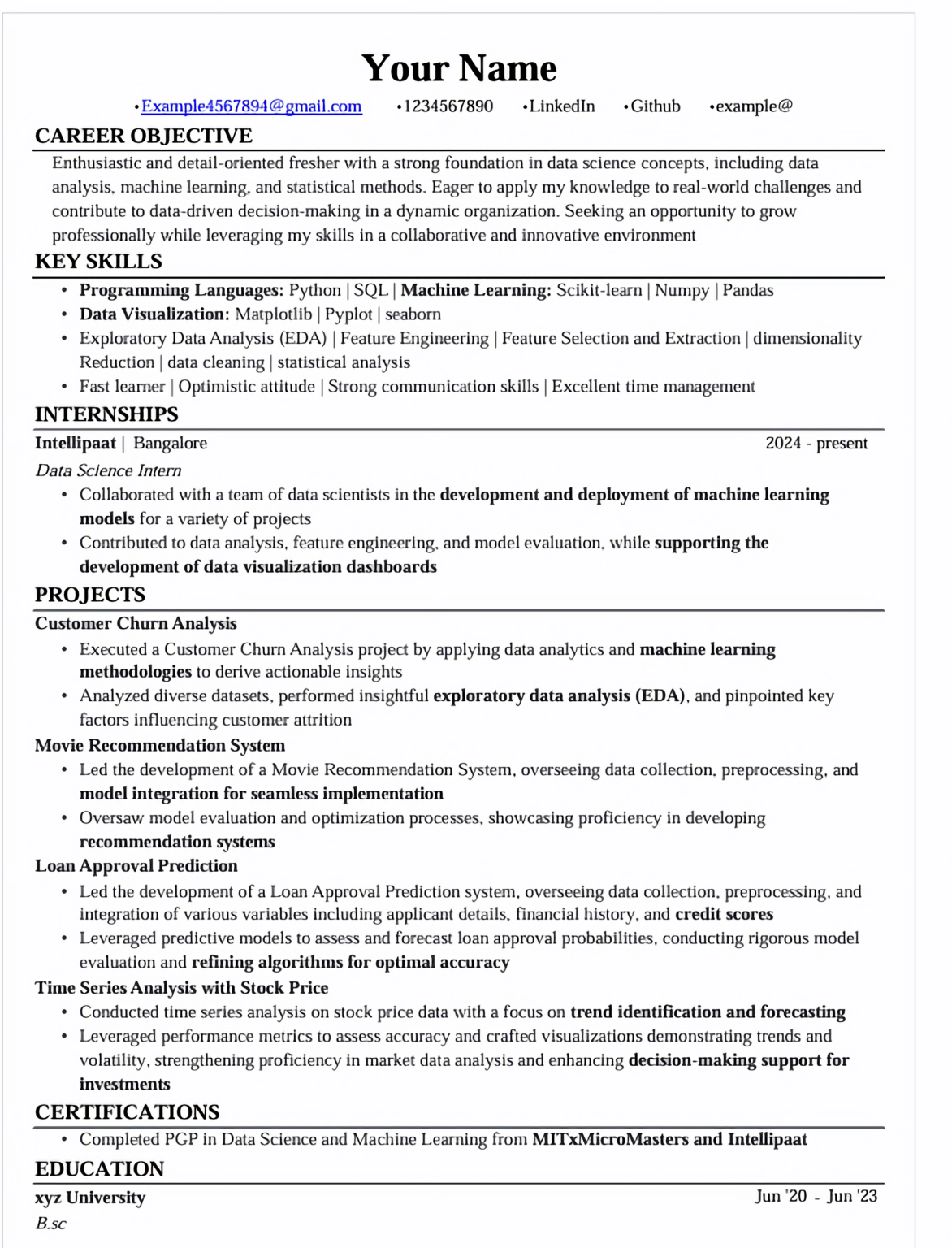 Resume Format For Freshers: Best, Simple Examples