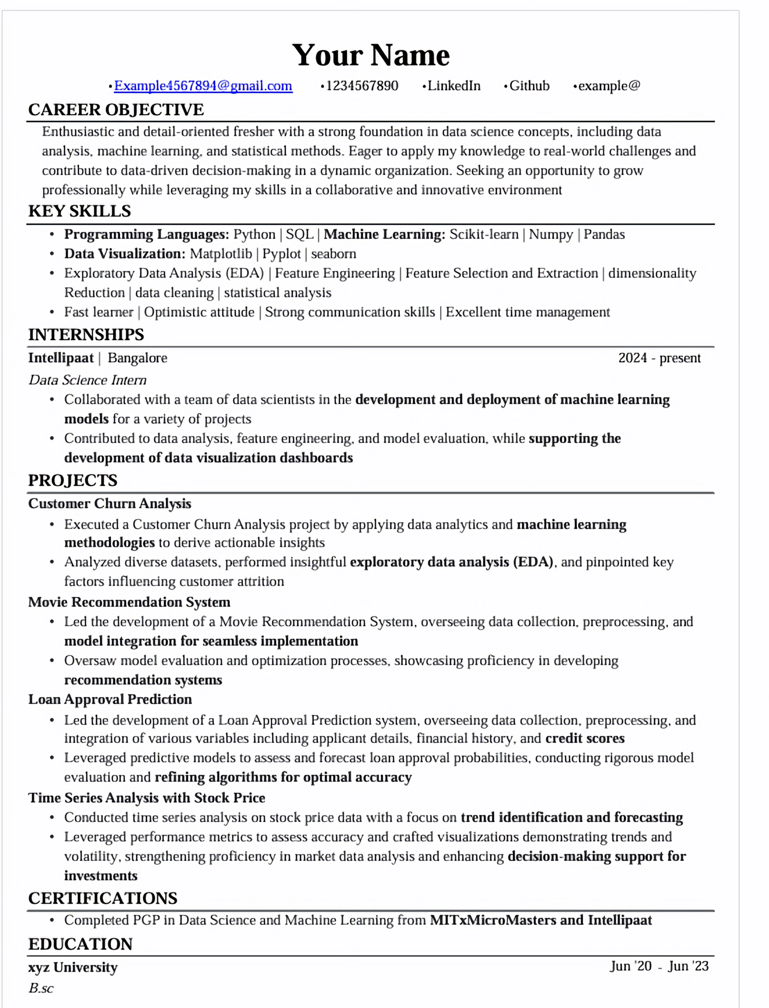 Resume Format For Freshers: Best, Simple Examples