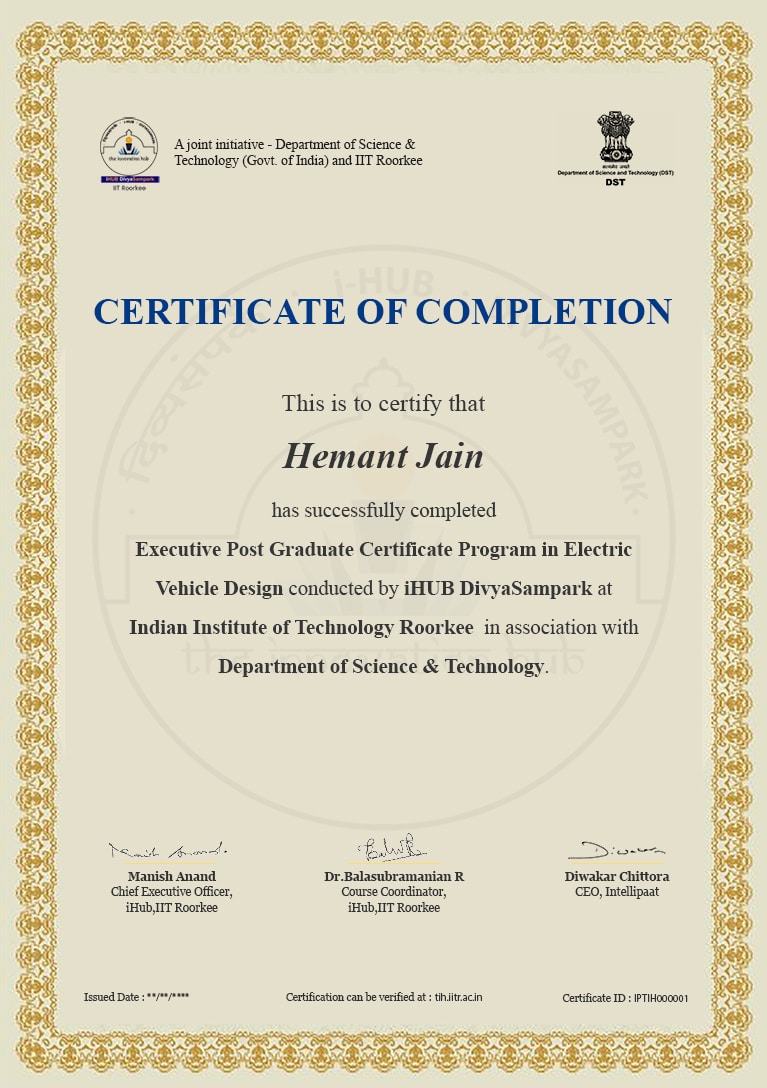 EPGC in Electric Vehicle Design - IIT Roorkee iHUB