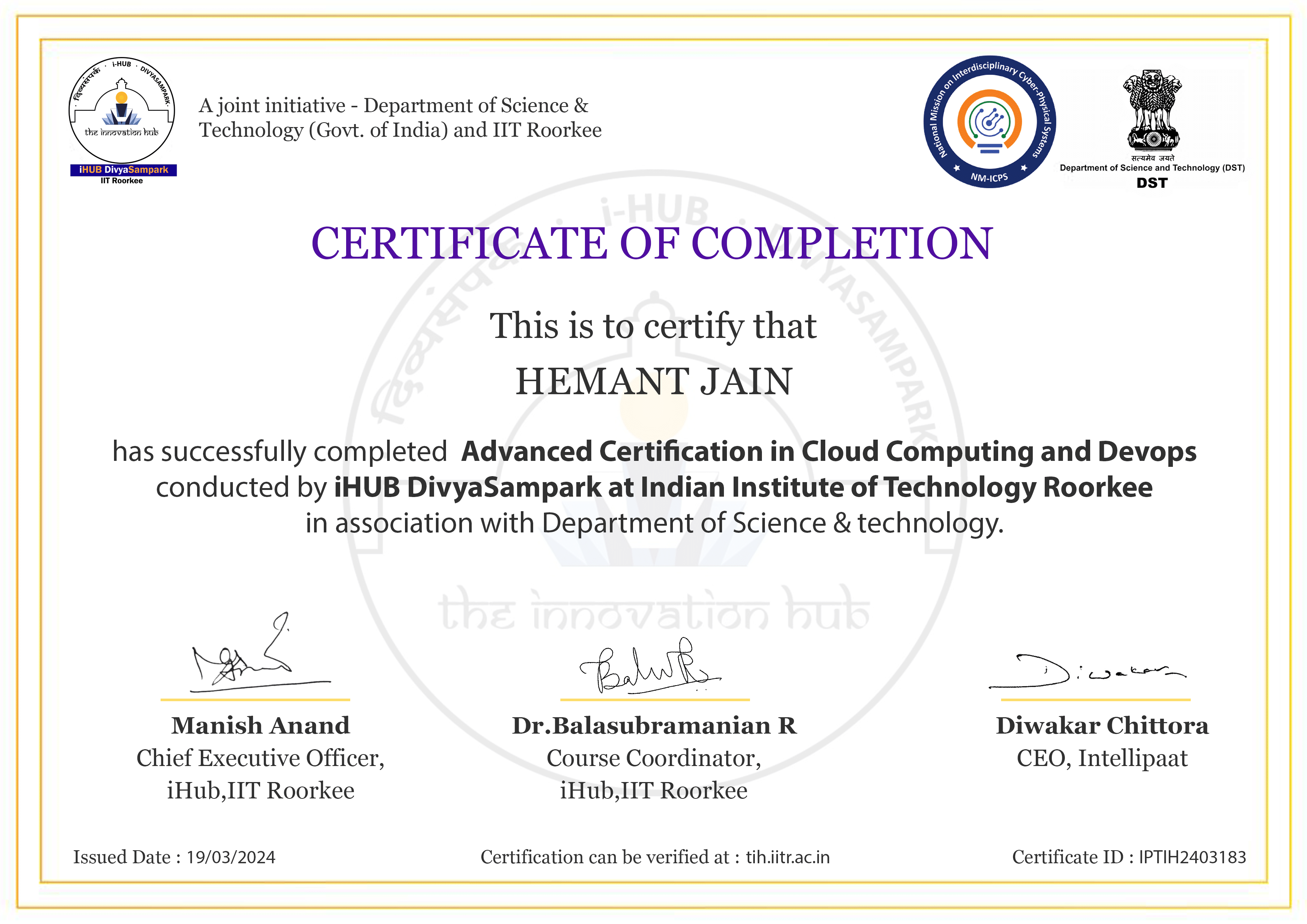 Advanced Certification in Cloud Computing - Intellipaat