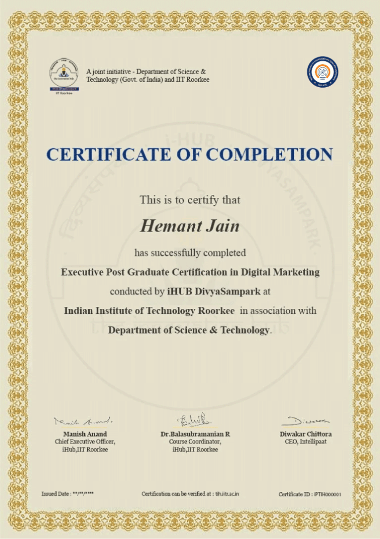 Digital Marketing Course Online with IIT Certification